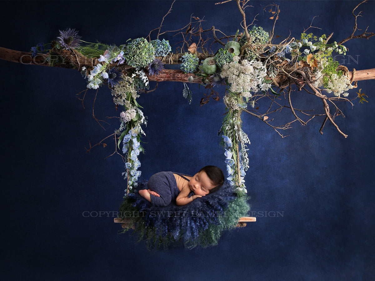 Newborn Digital Backdrop - Navy digital backdrop, Fresh floral swing ...